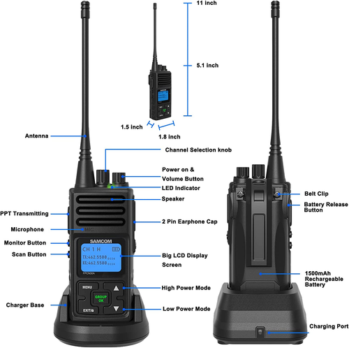 SAMCOM FPCN30A Two Way Radios Long Range 5 Watts Walkie Talkies for ...