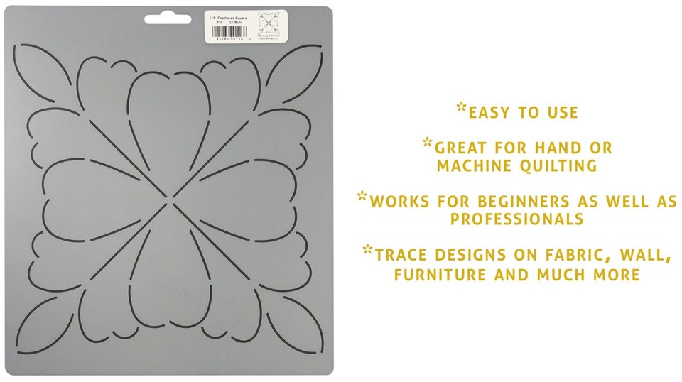 Quilting Stencil Floral Square Feather Quilt Pattern Feathered Quilters ...