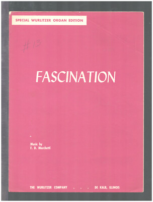 FASCINATION Marchetti 1964 Wurlitzer ORGAN Solo Vintage Sheet Music | eBay