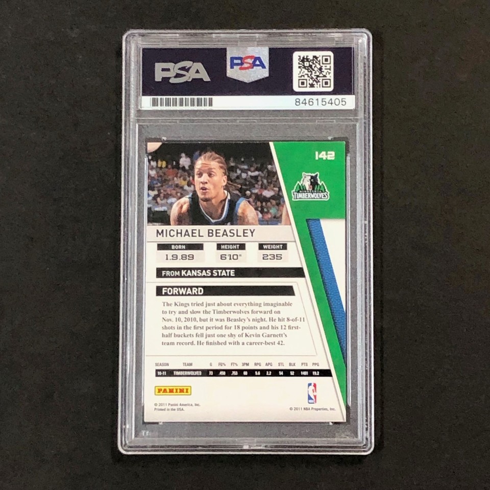 2010-11 Panini Season Update #142 Michael Beasley Signed Card AUTO 10 ...