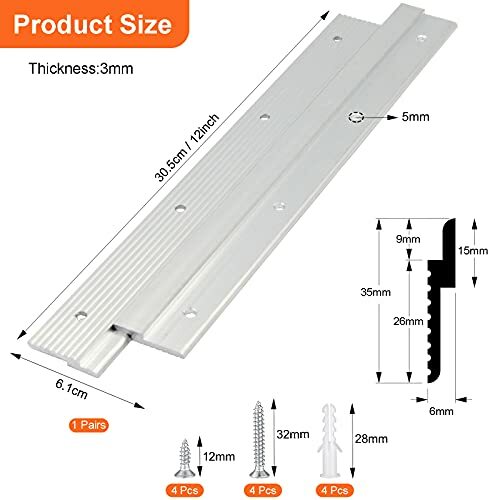 12'' French Cleat Aluminum Z Bar With Screws Interlocking Heavy Duty ...