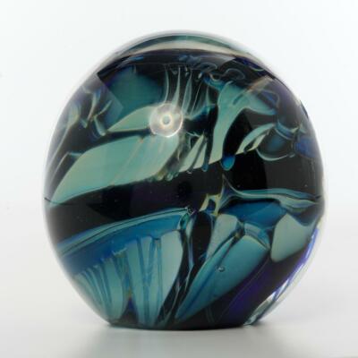 Randy Strong Large Abstract Blue Round Paperweight 4.5" Vintage | eBay