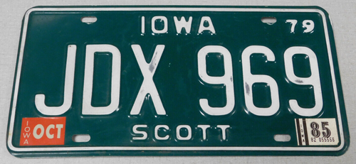 1985 Iowa passenger car license plate Scott county | eBay