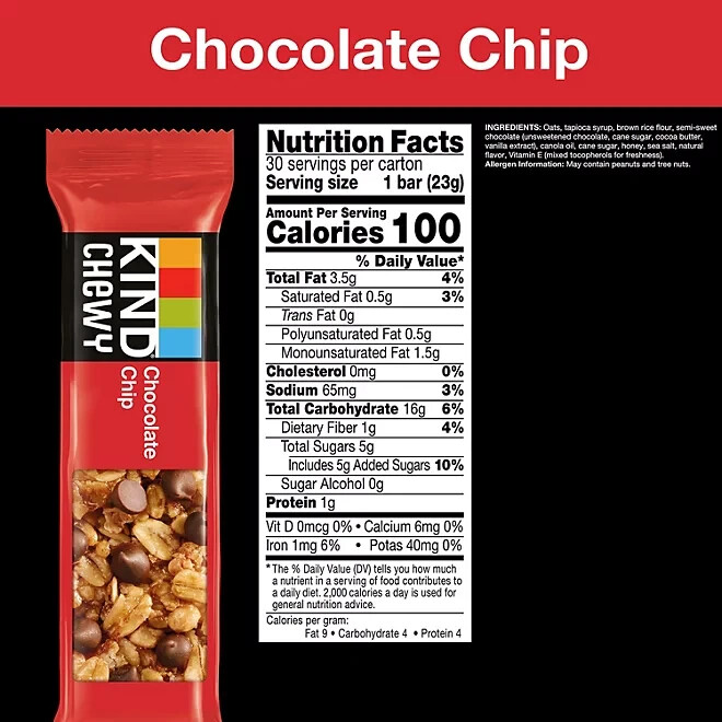 KIND Kids Chewy Chocolate Chip Granola Bars 30 ct. FAST SHIP ...