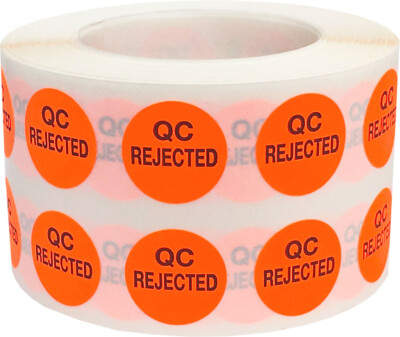 Quality Control QC Rejected Stickers, 1/2 Inch Round, 1000 Labels on a ...