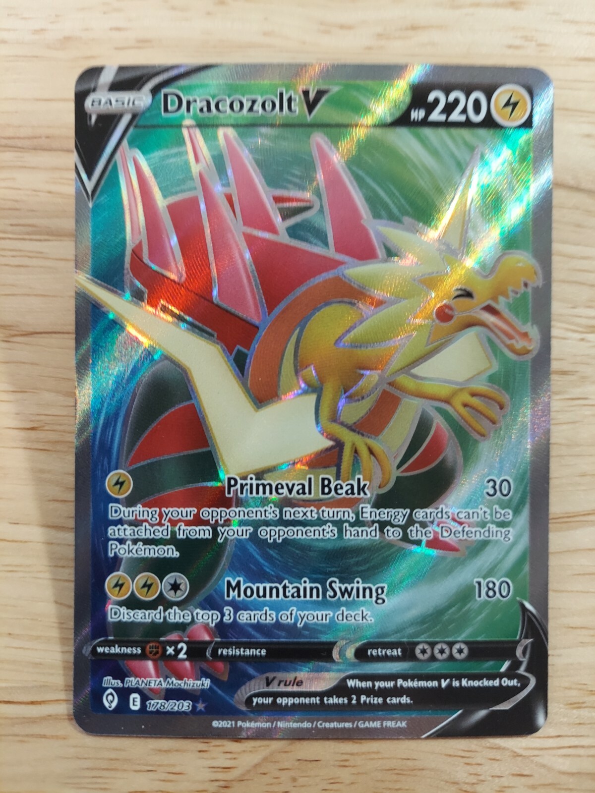 Dracozolt V 178/203 Evolving Skies NM Full Art Ultra Rare Pokemon Card ...
