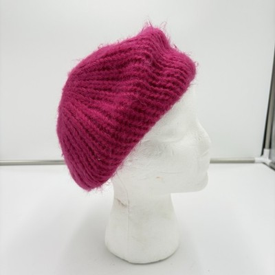 Vintage Aris Pink Rib Knit Beret Hat Beanie Snood Boho Twee 80s Soft ...