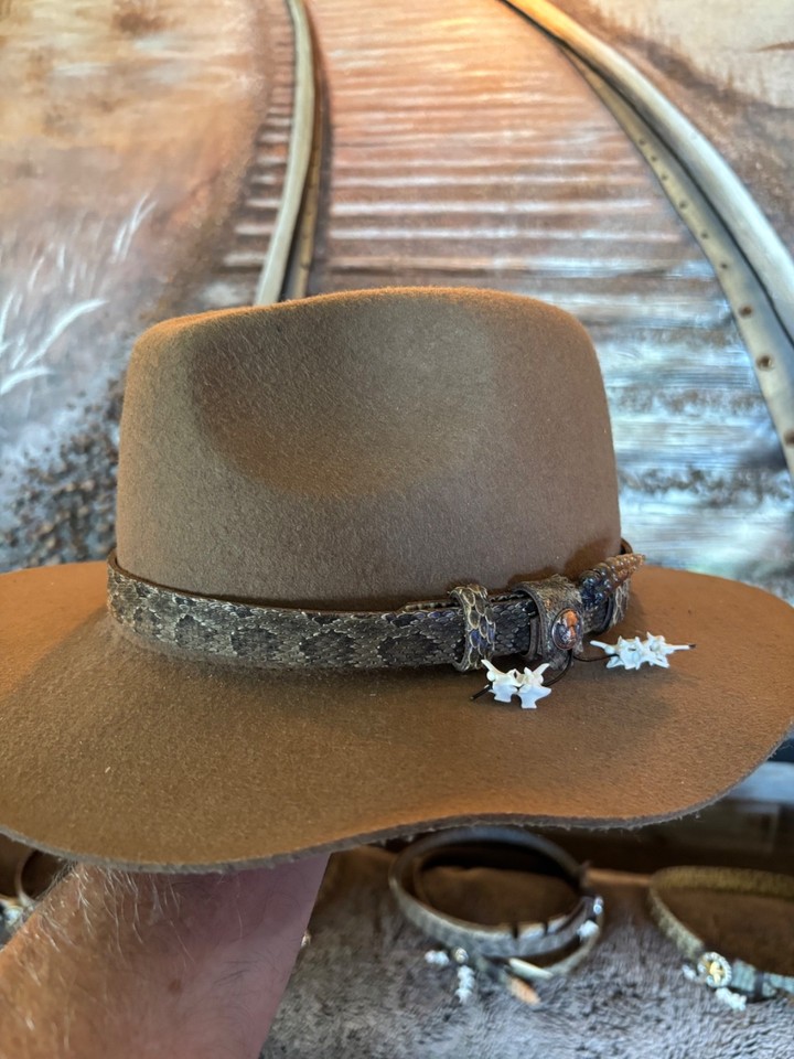 Rattlesnake cowboy hat band with rattles attached. | eBay