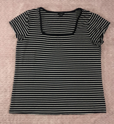 Halogen Womens Black/White Striped Square-Neck Top EUC Size XXL | eBay
