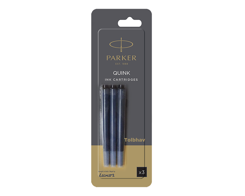 6 X Parker Quink Ink Cartridges Black Color for Fountain Pen New Made ...