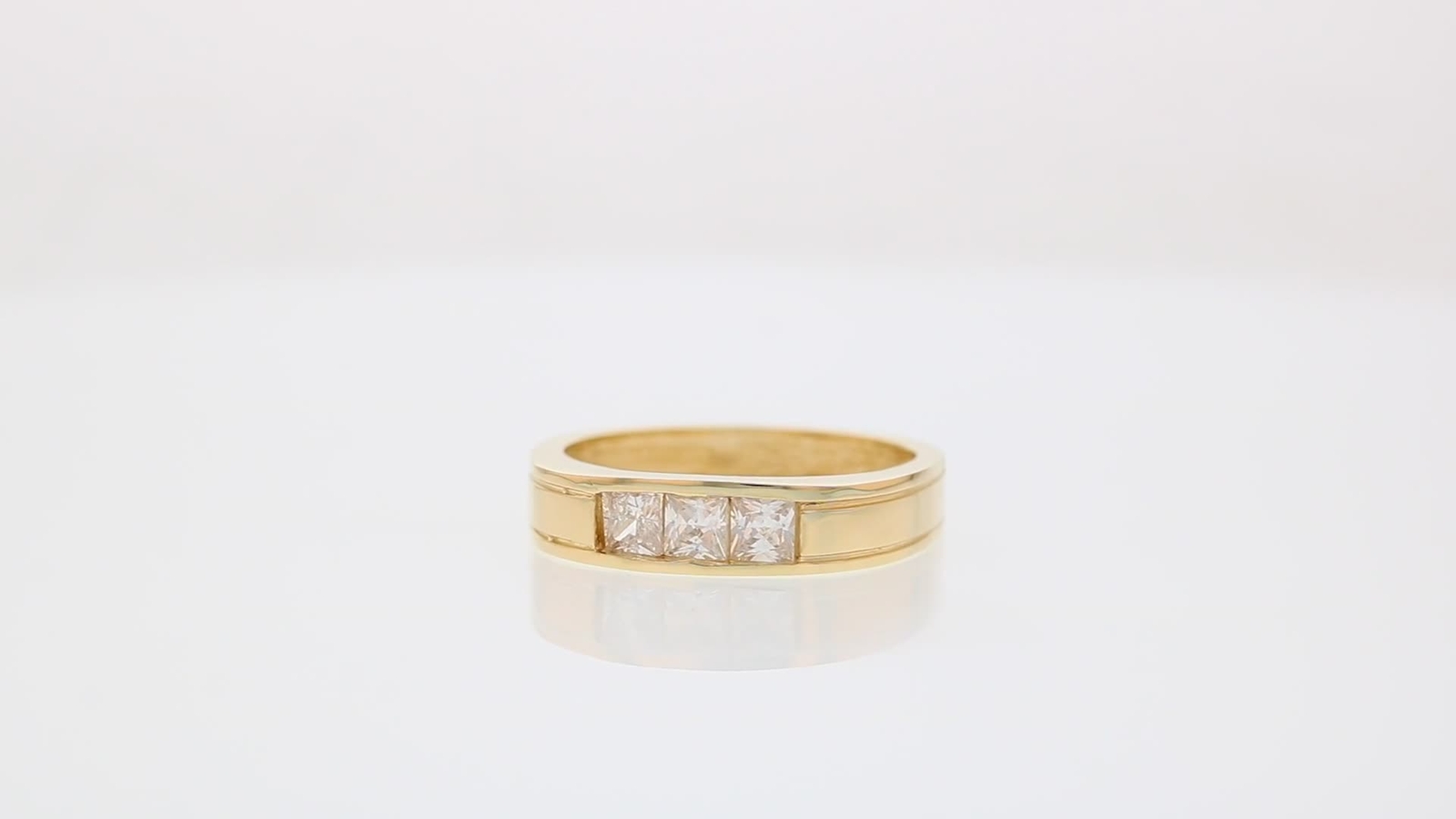10k or 14k Yellow Gold Mens Square Cut Channel Set CZ Ring | eBay