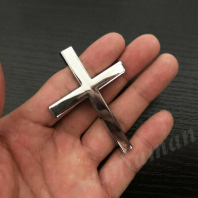 3D Chrome Metal Cross Crucifix Car Trunk Side Fender Emblem Badge ...