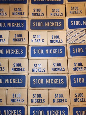 Box of Nickels ($100) 50 Rolls Circulated Coins 20+Year Old Collection ...