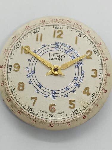VINTAGE Rare Watch Movement Swiss Made FERO Sport Chronograph Telemetre ...