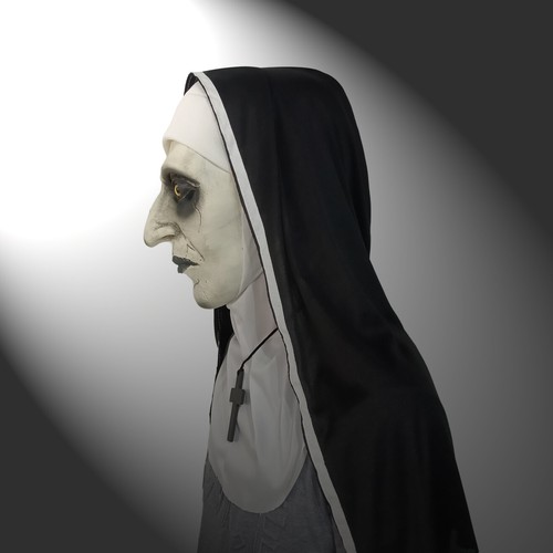 Halloween Conjuring Valak Cosplay Costume Scary Nun Horror Mask W Cross ...