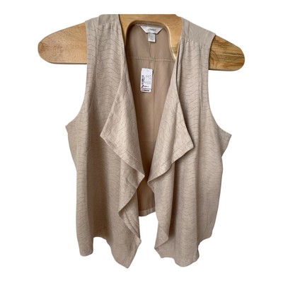 New CJ Banks Vest Women's size 1X Beige Faux Leather Open Front NWT | eBay