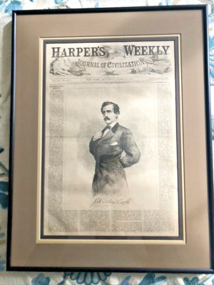 John Wilkes Booth Cover Harper's Weekly April 29, 1865 Original ...