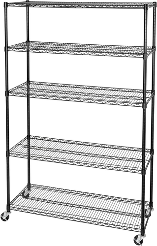 Heavy Duty NSF Solid Steel Wire Rack, 5-Tier Shelving Unit, 48" W x 18 ...