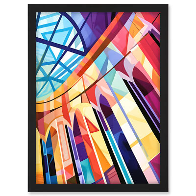Glass Roof Building Modern Art Deco Colour Block Framed Art Picture ...