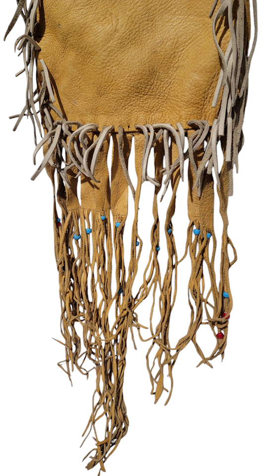 Old Beaded Fringed Native American Deerskin Buckskin Leather Bag Tool ...