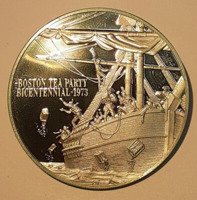 1973 Franklin Mint .925 Silver Rd/Boston Tea Party 200th - 25 Grams P-L ...