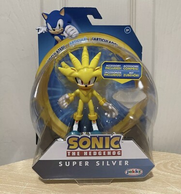Sonic the Hedgehog SUPER SILVER 4" Action Figure White Emerald NEW RARE ...