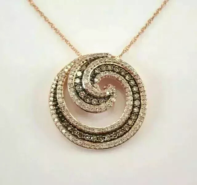 2Ct Round Cut Lab Created Chocolate Diamond Chain Pendant 14K Rose Gold ...