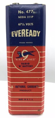 VINTAGE EVEREADY 67 1/2 V - NO. 477 - RADIO “B” BATTERY (I520) | eBay