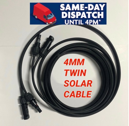 10M Twin Core 4mm Solar Extension cable PV Male/Female camping caravan ...