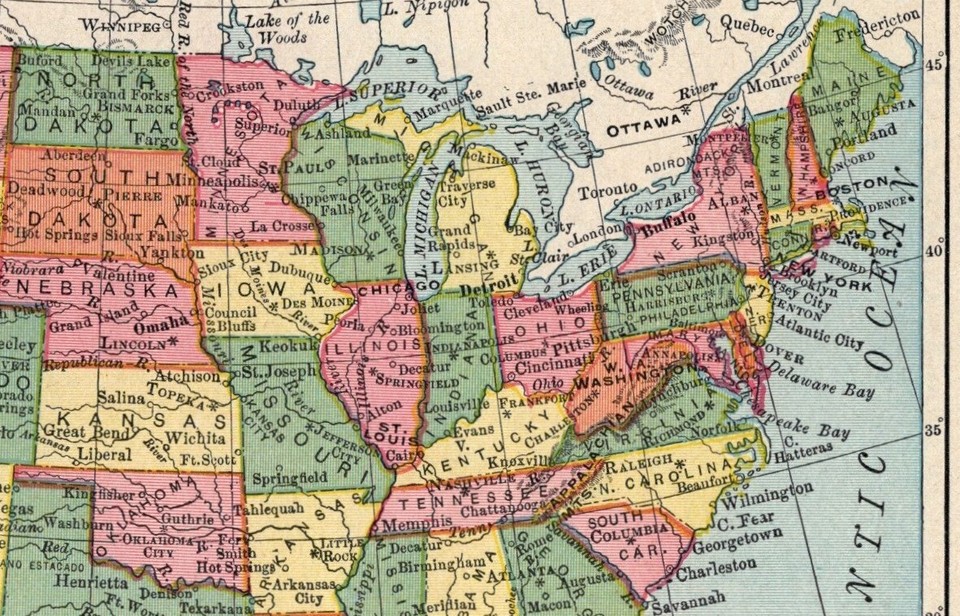 Antique Small UNITED STATES Map 1925 USA Map of the United States smap ...