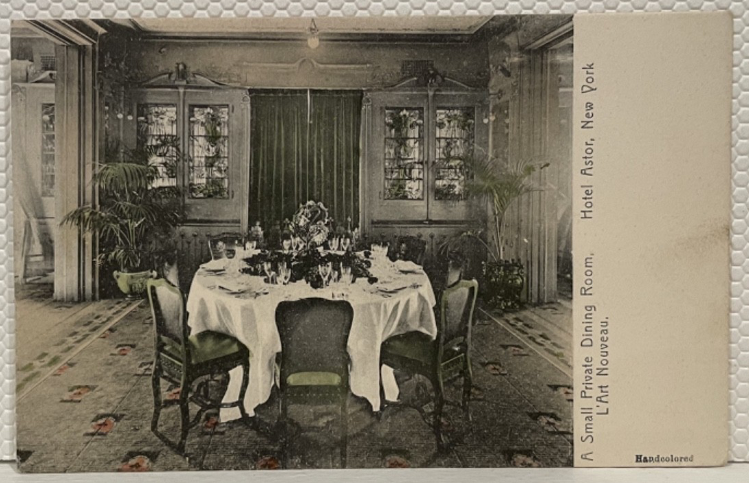 Vintage Postcard Small Private dining room, Hotel Astor, NY L' Art ...