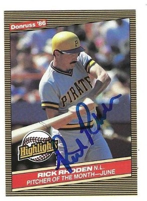 Autographed RICK RHODEN Pittsburgh Pirates 1986 Donruss HL Card #20 ...