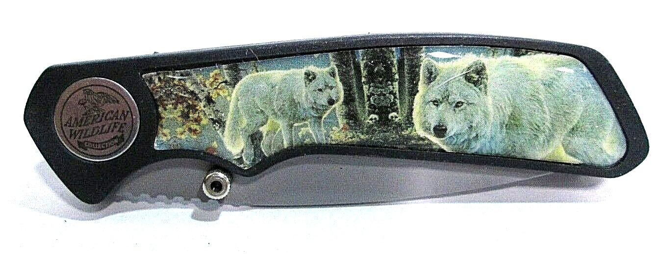 Frost Cutlery Folding Pocket Knife American Wildlife Collection WOLVES ...