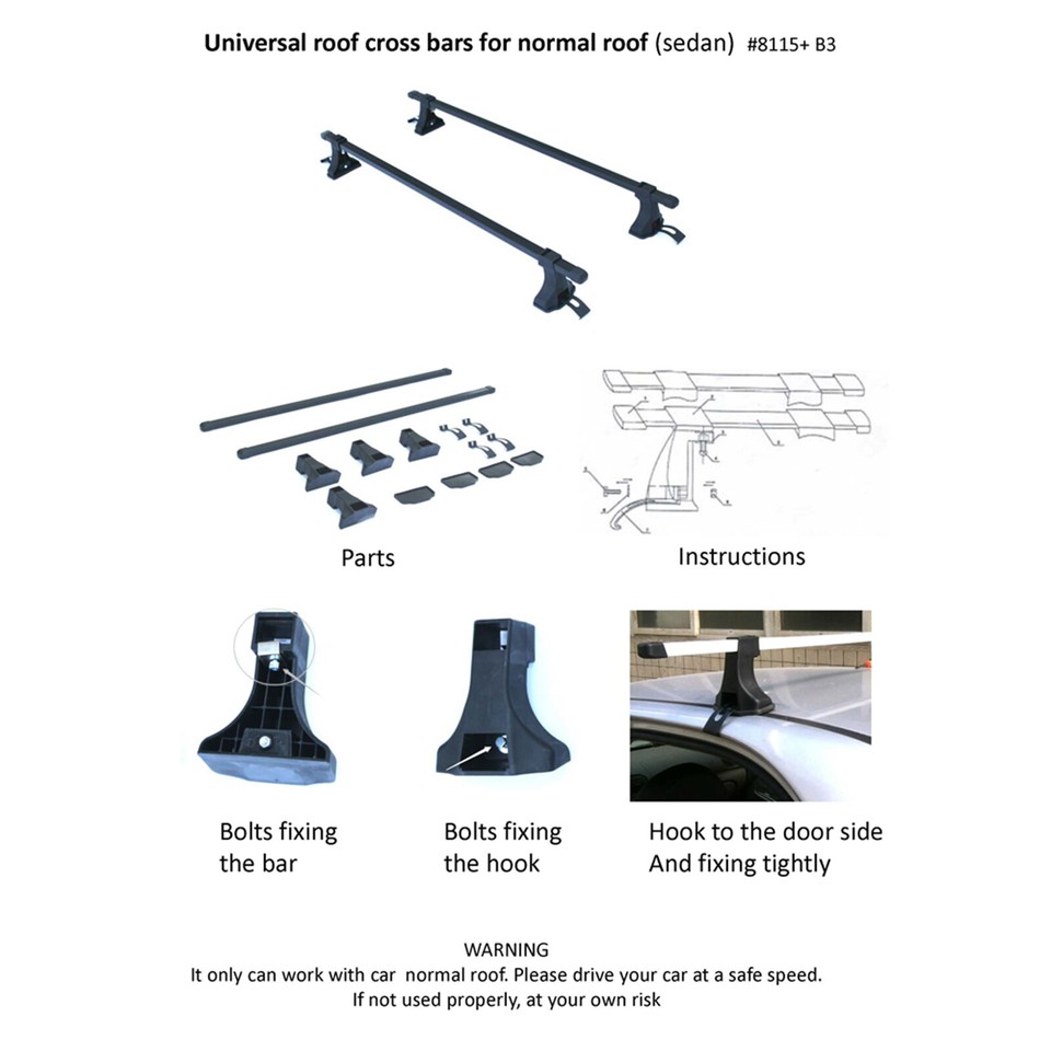 55" Adjustable Universal Cross Bar For SUV Truck Jeep Roof Rack Luggage ...