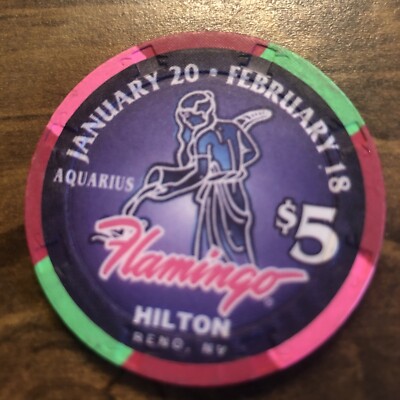 $5 flamingo hilton aquarius obsolete reno nevada casino chip | eBay