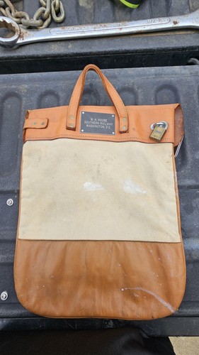 Vintage Railroad Money Cash Transport Locking Canvas Leather Bag | eBay