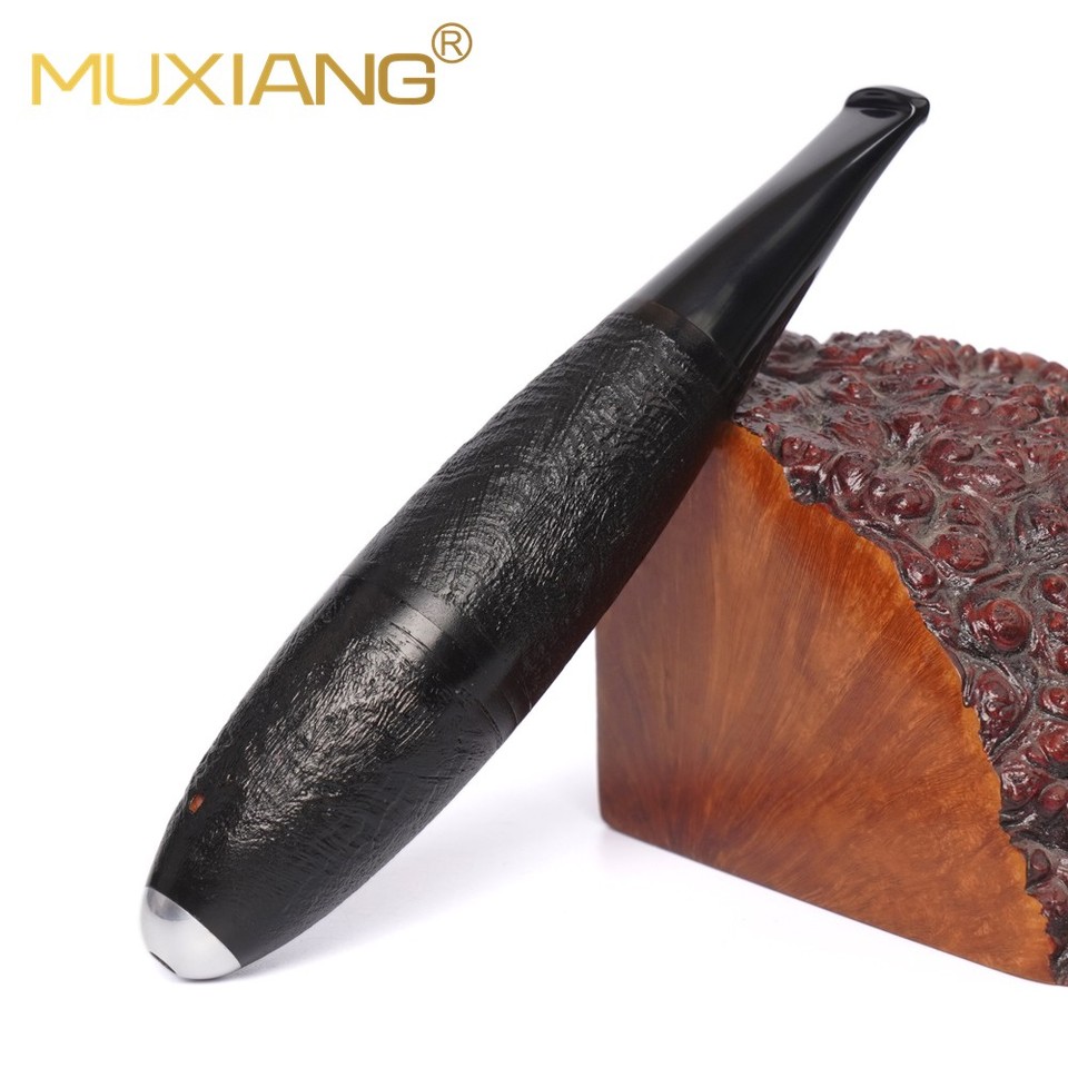 MUXIANG Sandblasted Zeppelin Pipe Briar Tobacco Pipe Small Portable ...