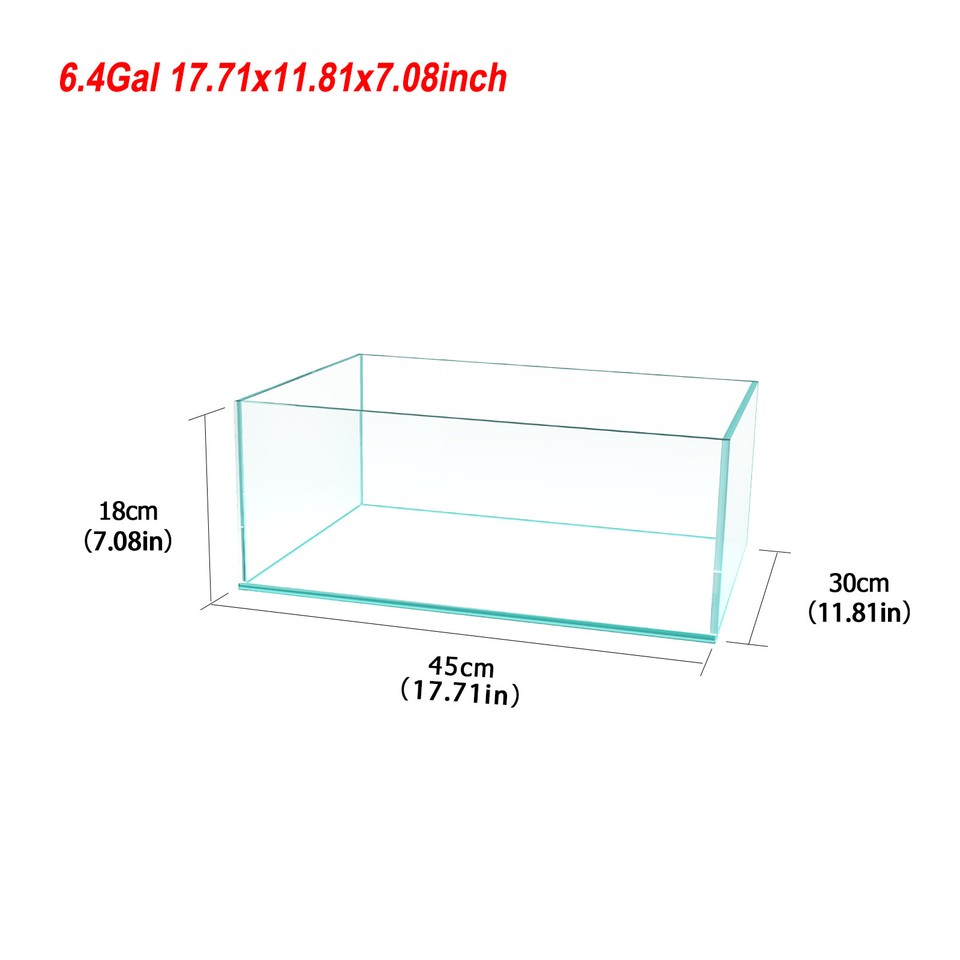 Shallow Rimless Fish Tank Ultra-Clear 45° Mitered Edges Glass Aquarium ...