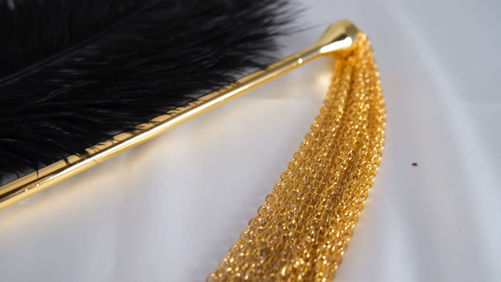 Black Ostrich Feather Tickler Metal Chain Tickler Wand Body Tickle ...