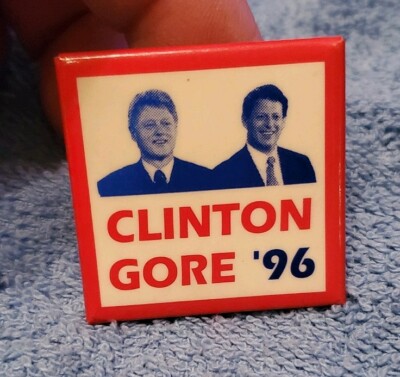92I Clinton Gore 1996 1990's Political Pin Back Pin Button | eBay