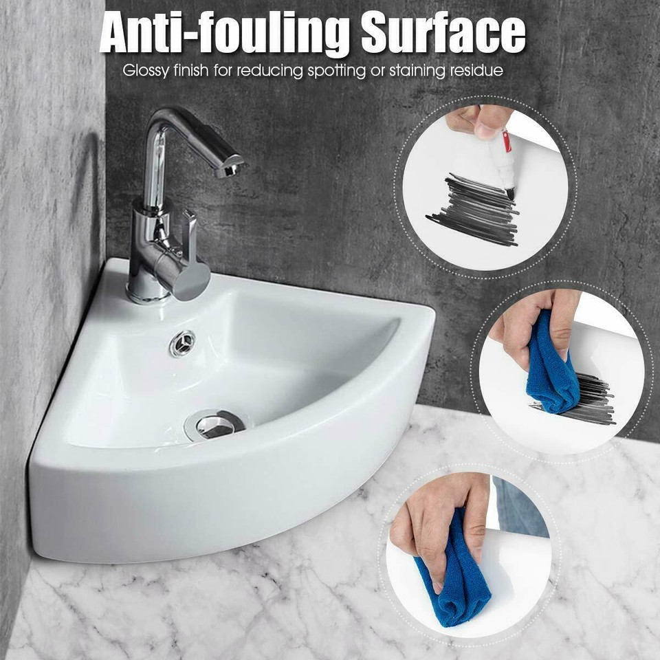 Modern Corner Basin Sink Wall Hung Ceramic Bathroom Corner Sink and ...