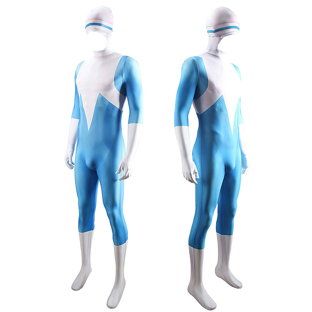 Cosplay The Incredibles Frozone Mask Jumpsuit Adult Kids Lucius Best ...