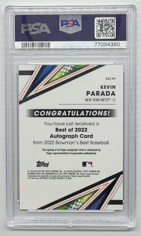 2022 Bowman's Best Kevin Parada of Auto Blue Refractor #25/150 #B22-KP ...