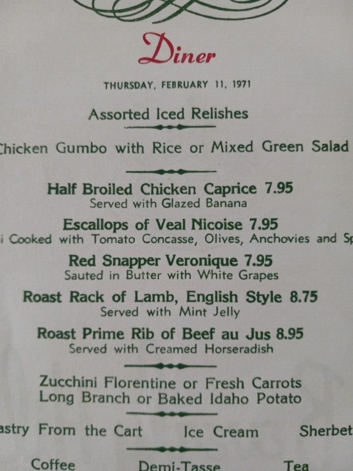 Vintage 1971 Legendary The Beverly Hills Hotel California Dinner Menu ...