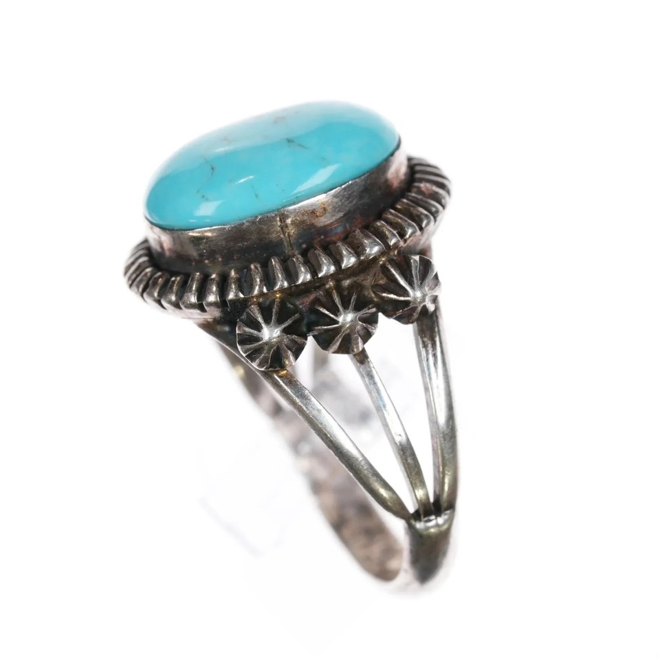 sz9 Running Bear Shop sterling ring with light blue turquoise | eBay