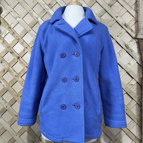 Vtg LL Bean Fleece Quilt Lined Periwinkle Button Up Coat Made In USA ...
