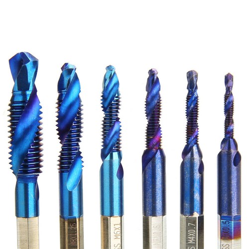 6x Hex Shank HSS Metric Hand Screw Thread Tap Taper & Drill Bits Tool ...
