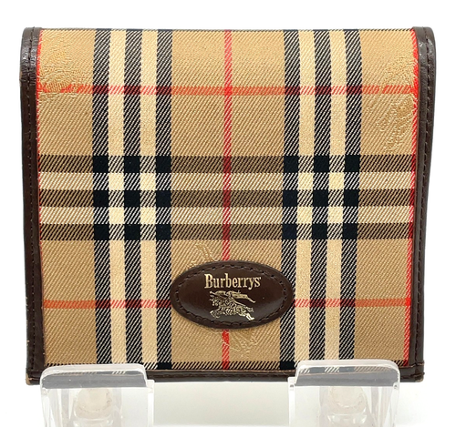 Auth Burberry Nova Check Pattern Beige Brown Bifold Wallet NS080748 | eBay