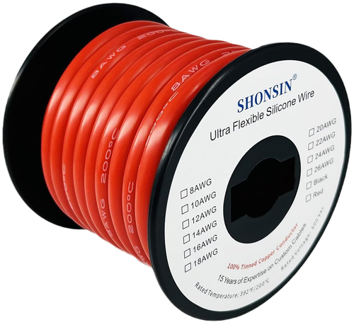 8 Gauge Flexible Silicone Wire 25FT Red 8 AWG Stranded Automotive Wire ...