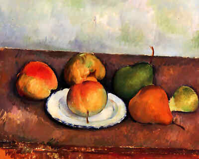 Still Life Plate and Fruit Painting by Paul Cezanne 8x10" Art Print ...